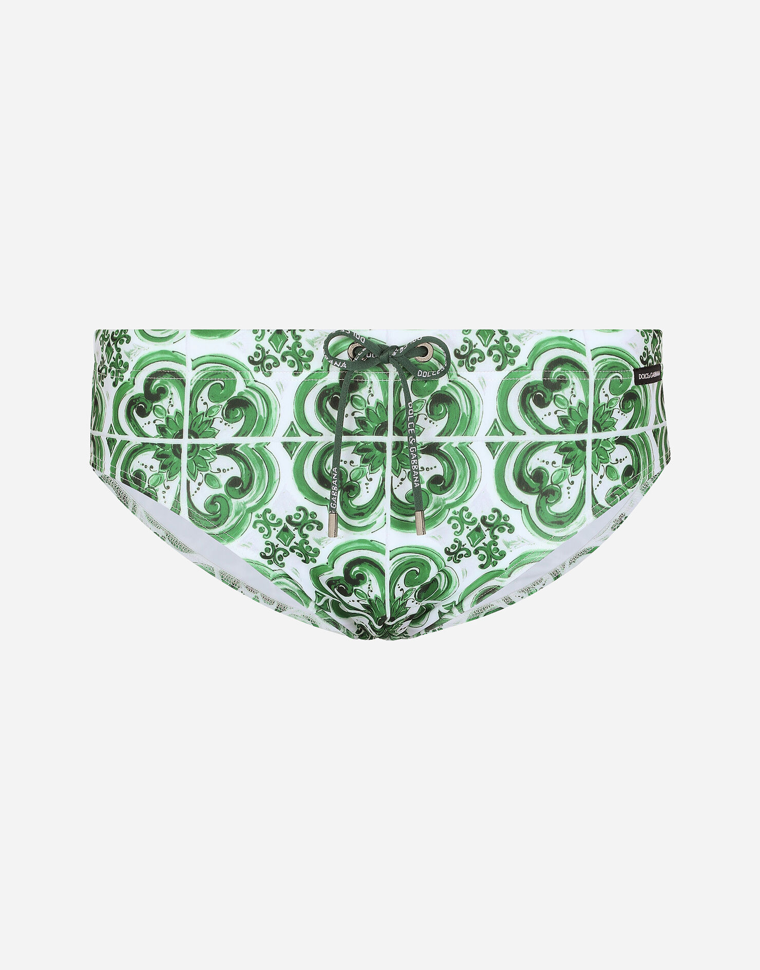 Majolica-print swim briefs with high-cut leg in Print for Men | Dolce ...