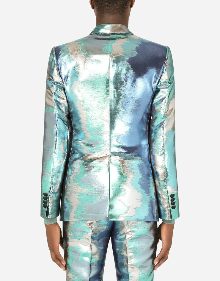 Three-piece Sicilia-fit suit in lamé jacquard in Multicolor for Men ...