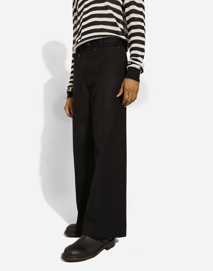 Cotton And Wool Sailor Pants In Blue For For Men Dolceandgabbana®
