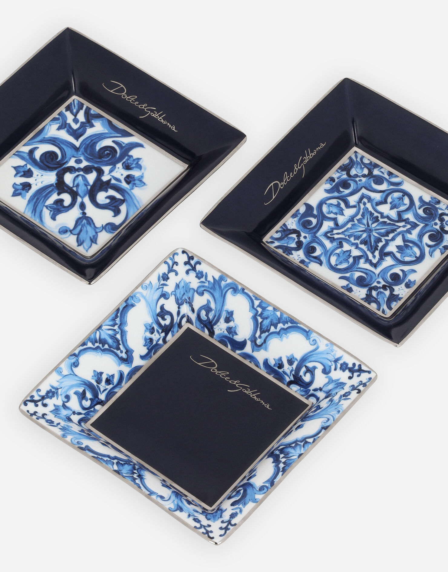 Set 3 Porcelain Trinket Trays in Multicolor | Dolce&Gabbana® US