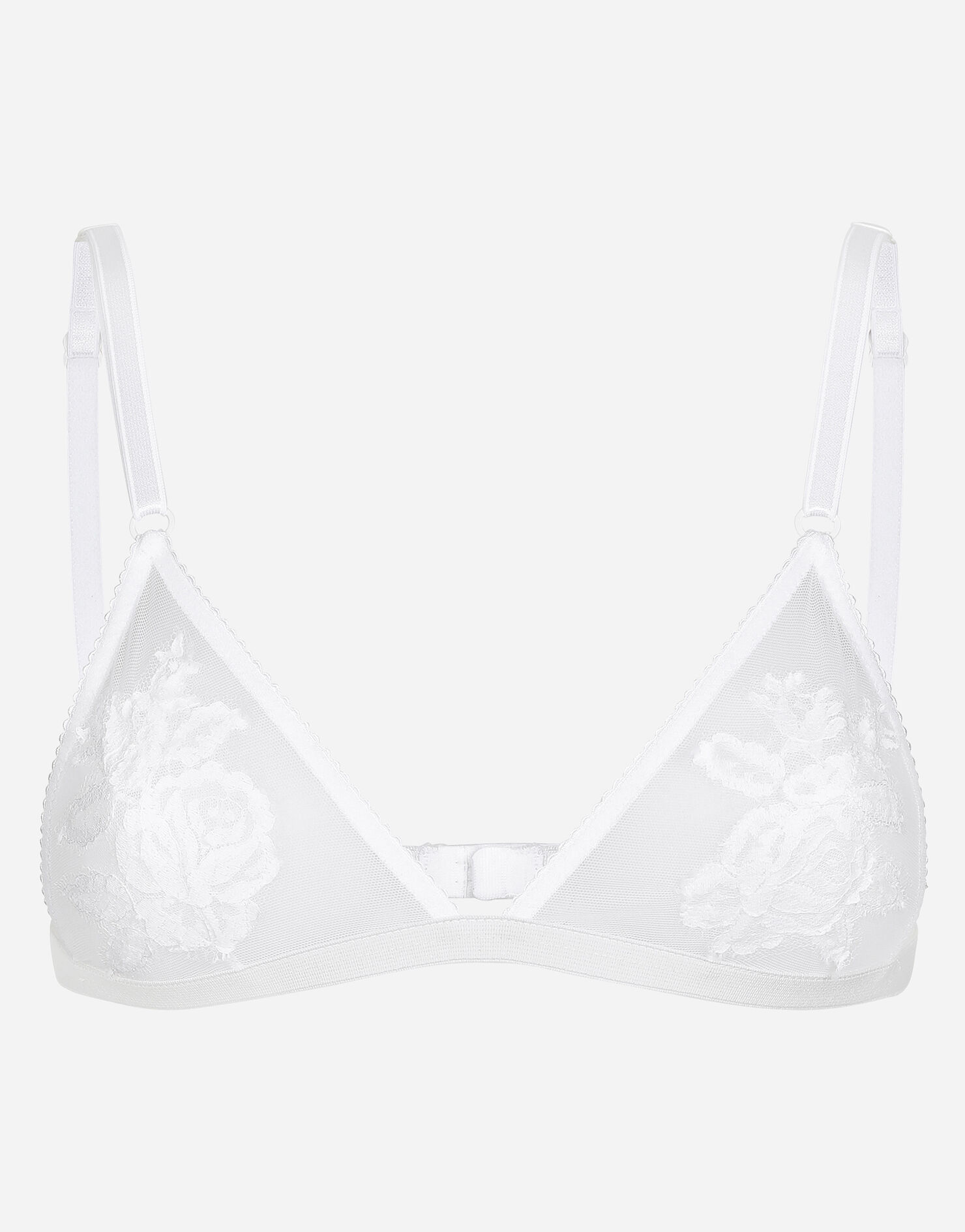Lace and tulle soft-cup triangle bra in White for Women | Dolce&Gabbana® US