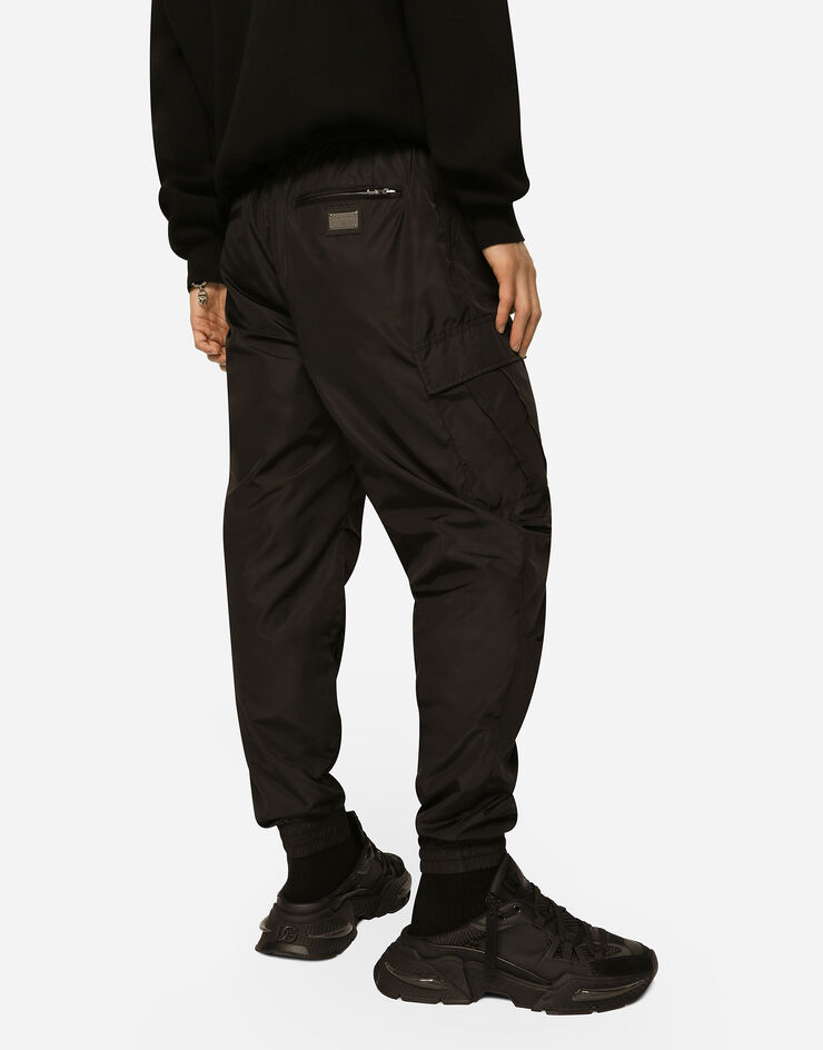Nylon cargo pants with logo tag in Black for | Dolce&Gabbana® US