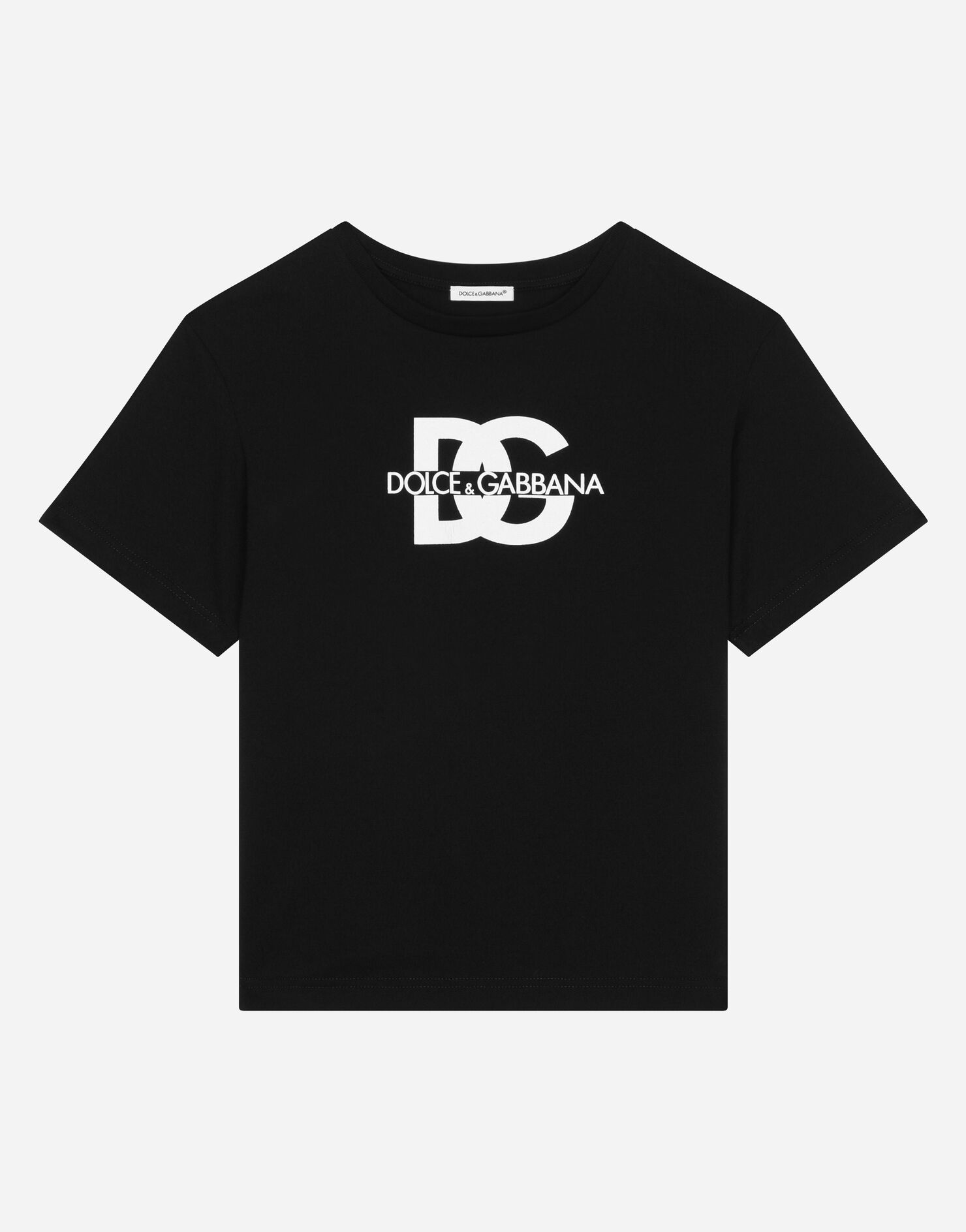Jersey T-shirt with DG logo print in Negro for Boys | Dolce&Gabbana® US