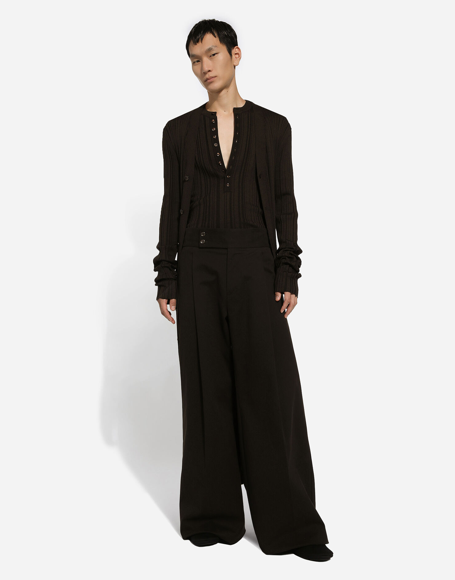 Tailored cotton pants with darts in Brown for Men | Dolce&Gabbana® US
