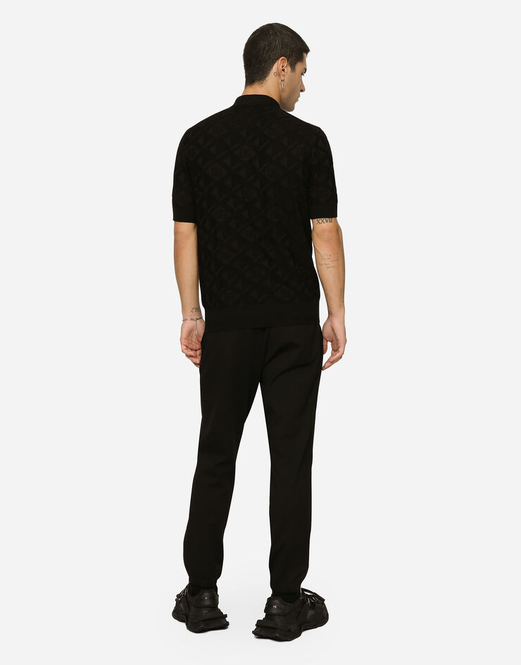 Polo En Jacquard De Seda 3d En Negro De Hombre Dolceandgabbana®