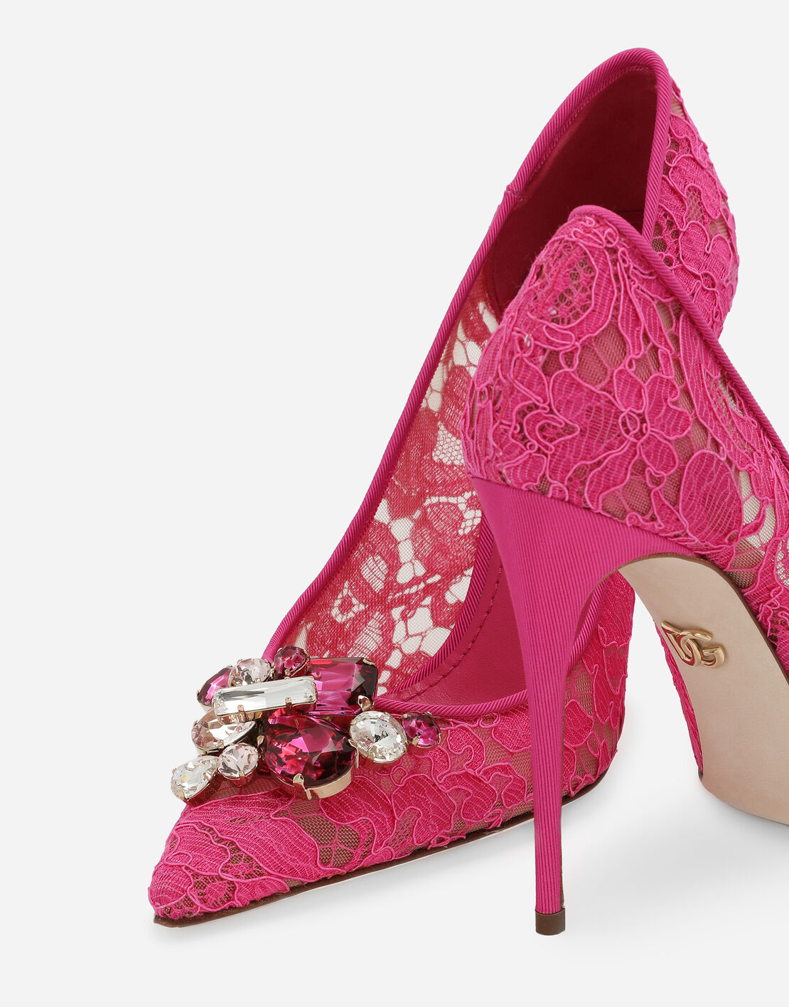 Rainbow lace pumps in lurex lace in Fuchsia for Women | Dolce&Gabbana® US