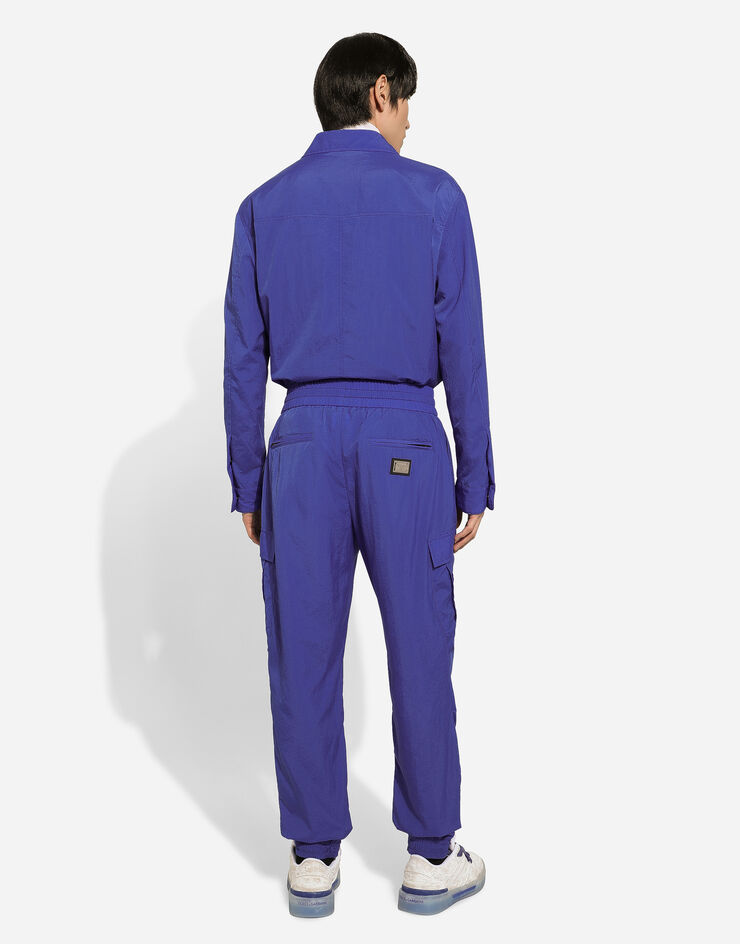 Stretch cotton cargo pants with tag in Blue for | Dolce&Gabbana®