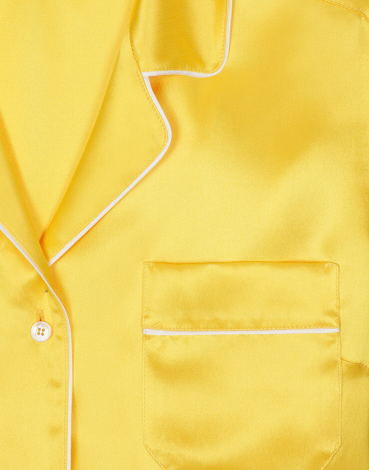 Silk twill pajama shirt with belt in Yellow for Women | Dolce&Gabbana® US