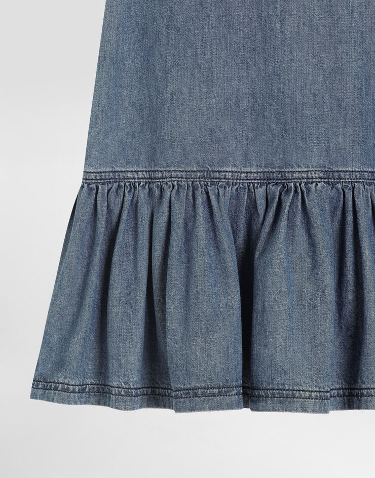 Chambray dress with DG logo in Multicolor for Girls | Dolce&Gabbana® US