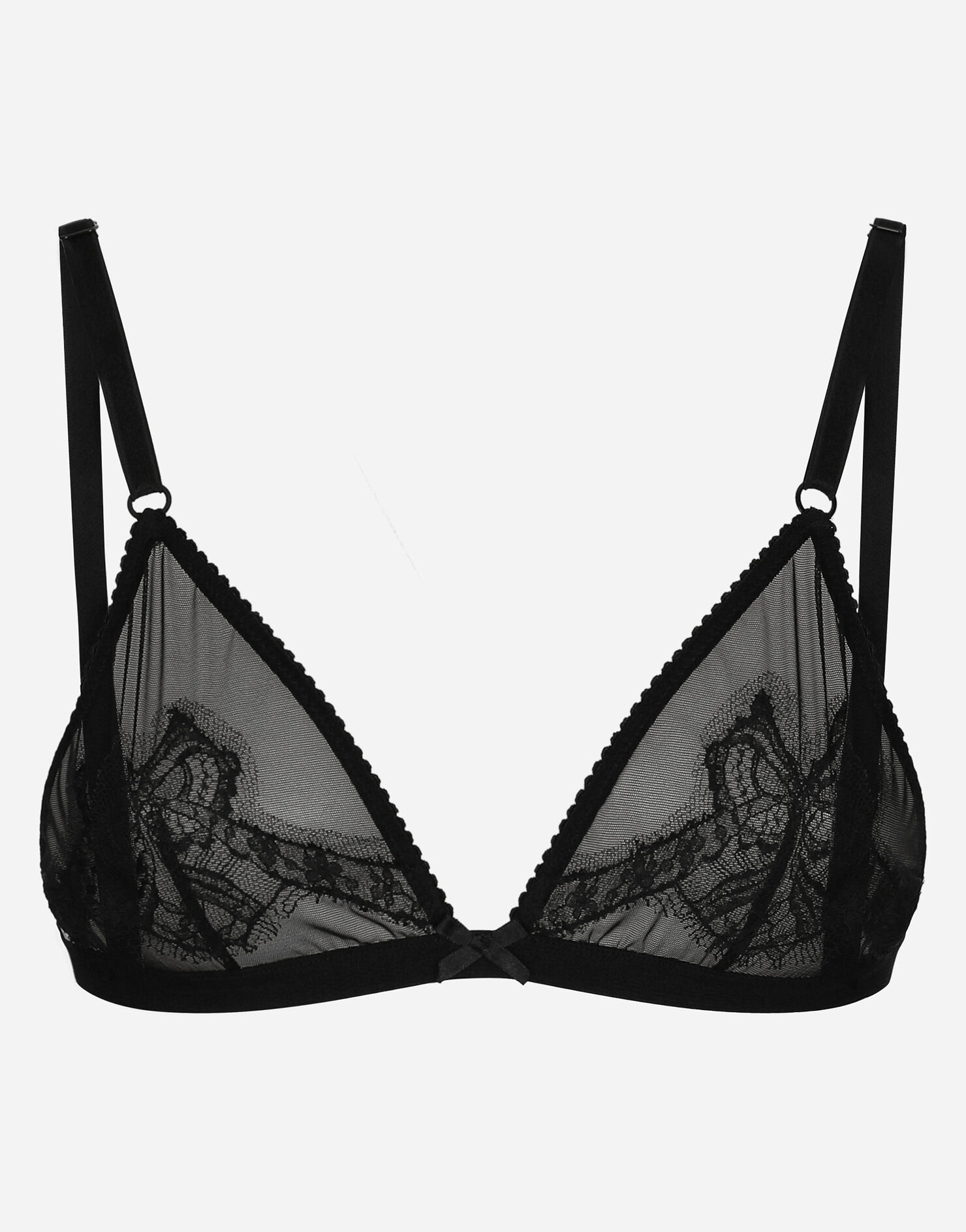 Lace and tulle soft-cup triangle bra in Black for Women | Dolce&Gabbana® US