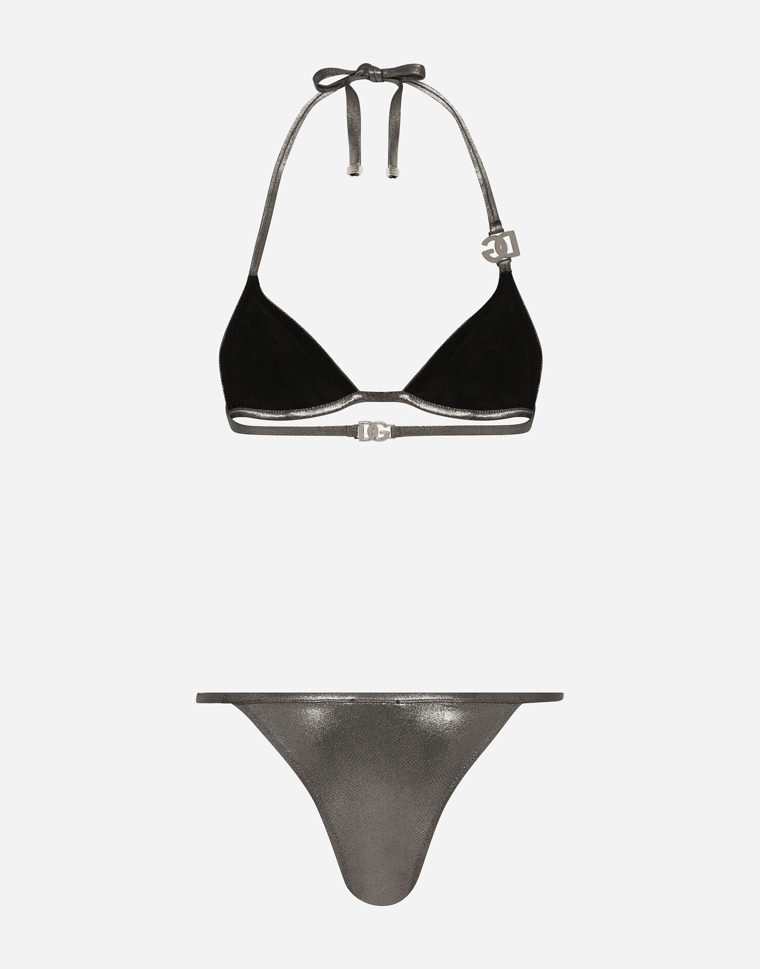 KIM DOLCE&GABBANA Foiled triangle bikini with the metal DG logo in ...