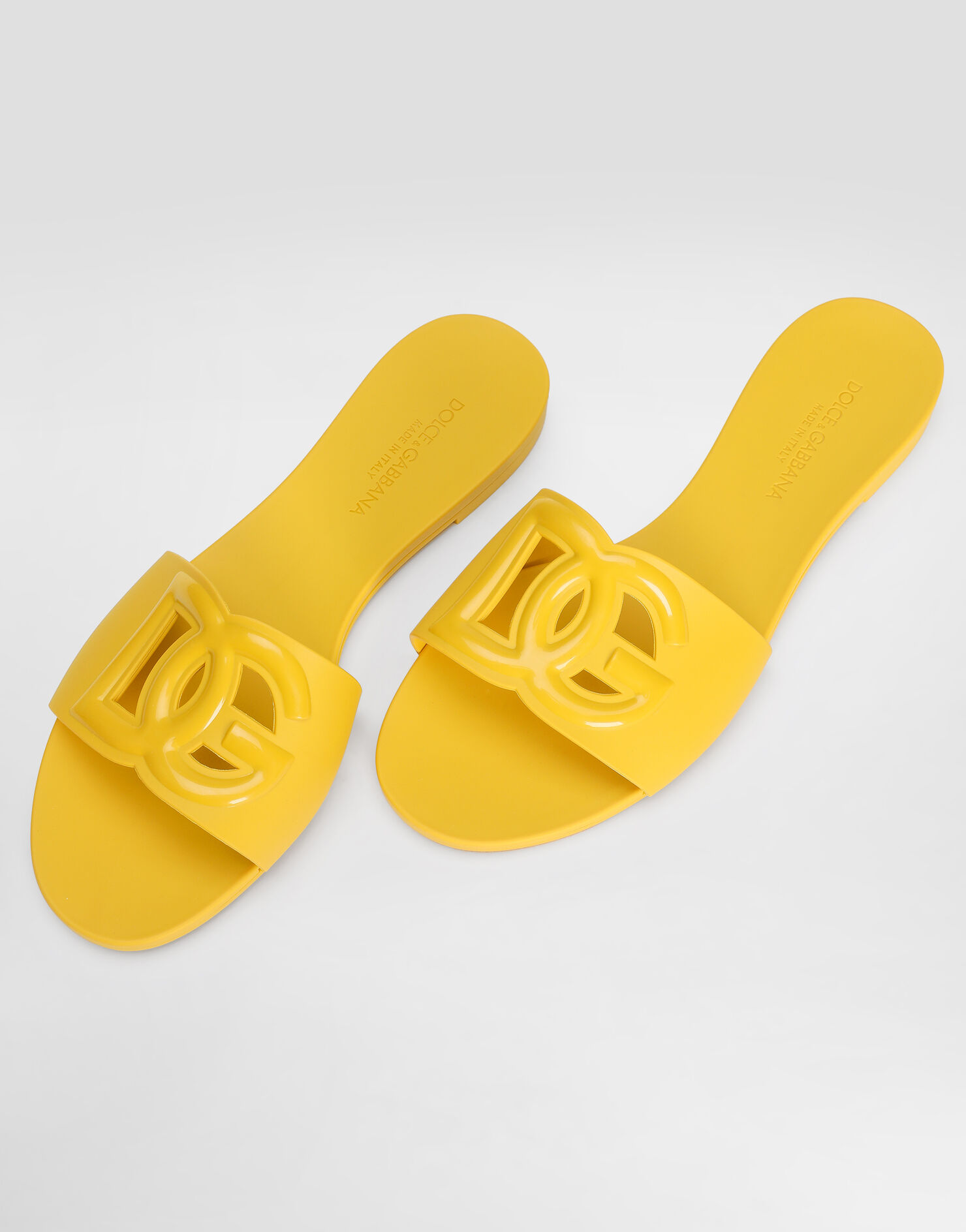Rubber beachwear sliders in Yellow for Women | Dolce&Gabbana® US