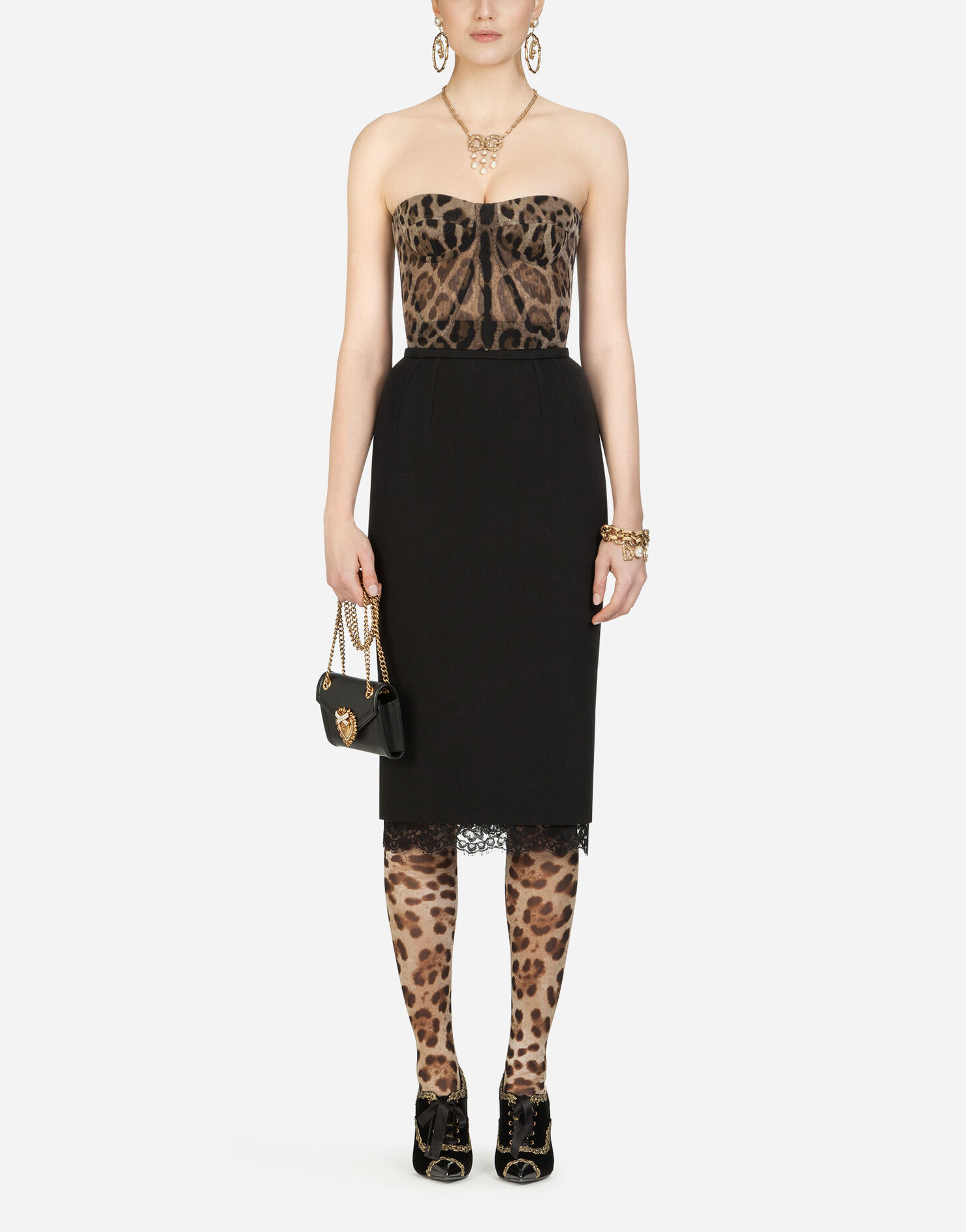 Leopard-print tulle bustier in LEO PRINT for Women | Dolce&Gabbana® US