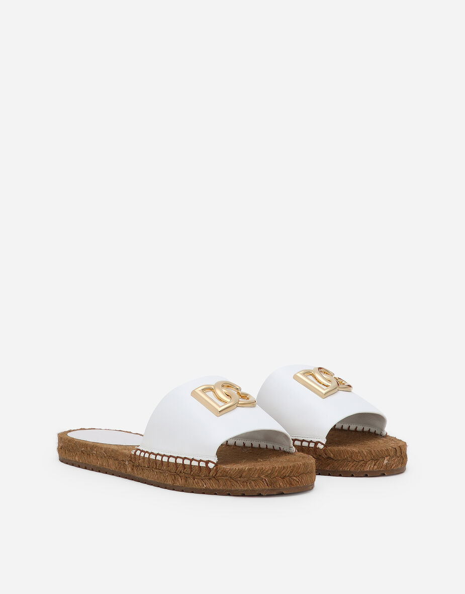 Nappa leather espadrille sliders with DG logo in White for Women ...