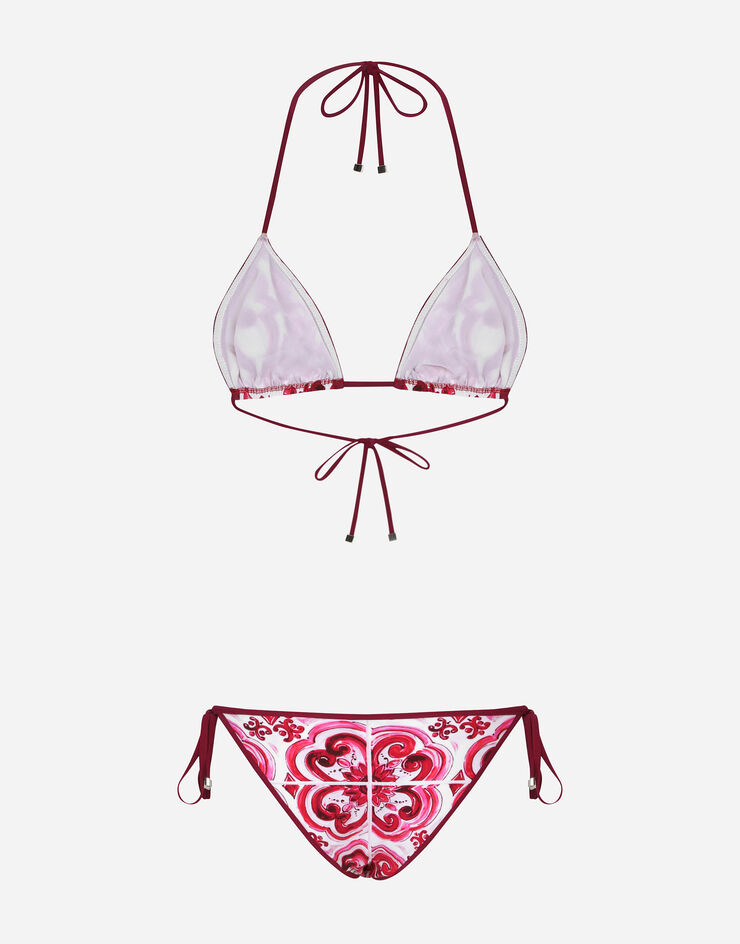 Majolica Print Triangle Bikini In Multicolor For Women Dolceandgabbana®