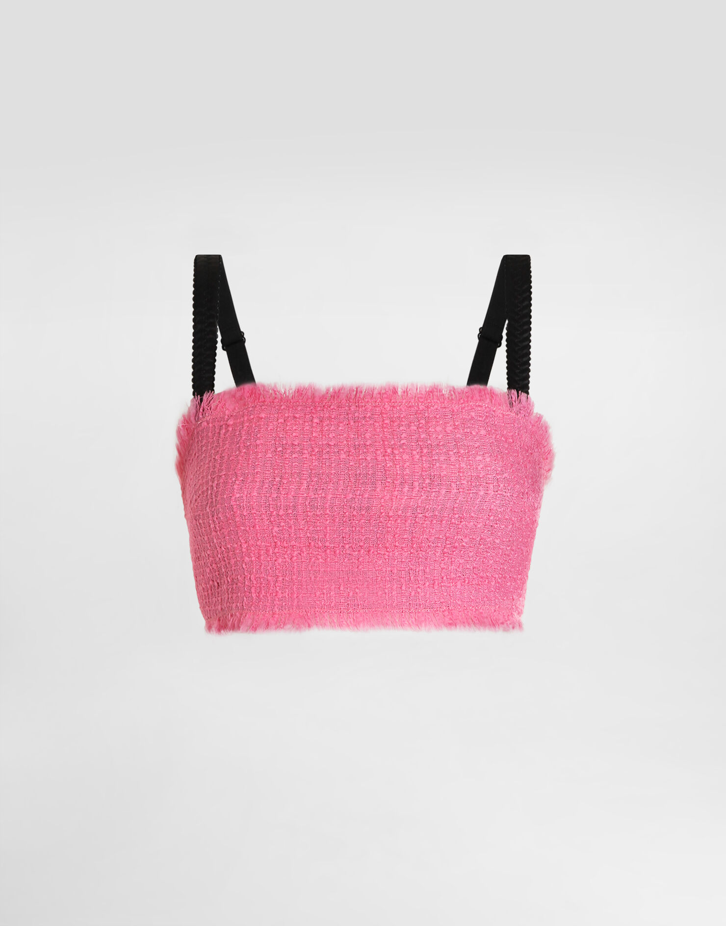 Raschel tweed crop top with straps in Pink for Women | Dolce&Gabbana® US