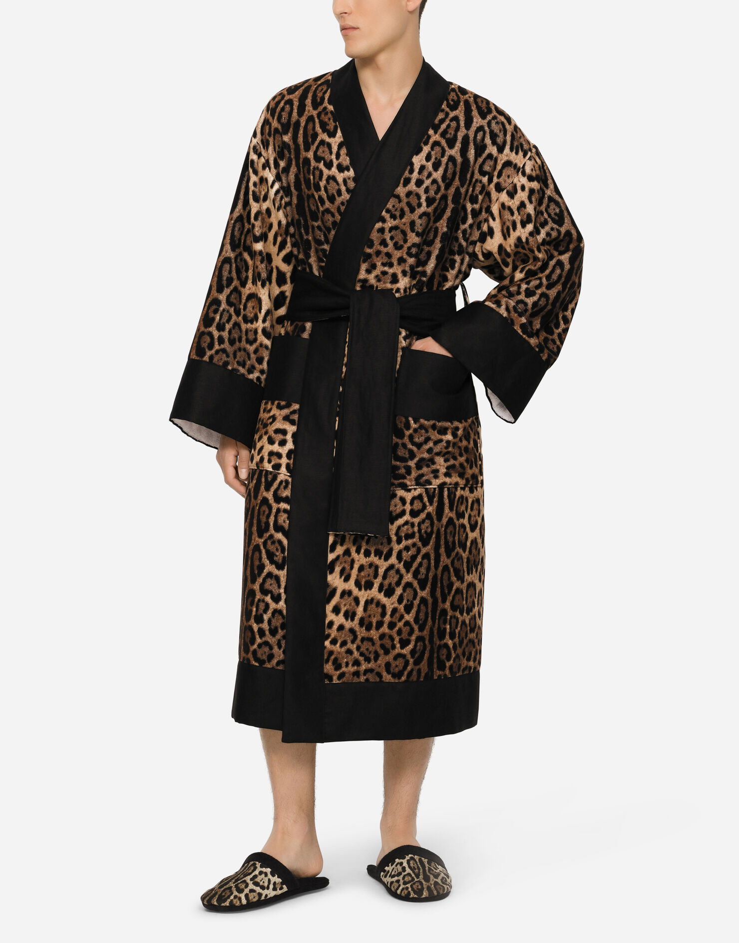 Terry Cotton Bath Robe in Multicolor | Dolce&Gabbana® US