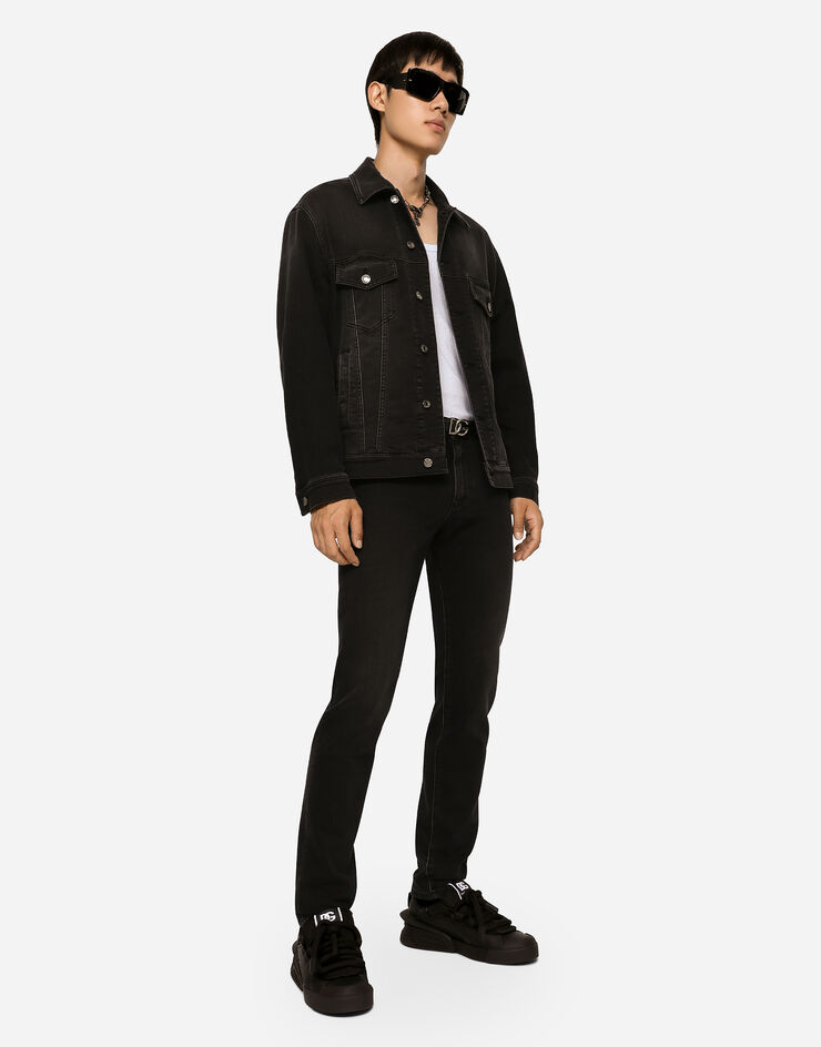 Gray Wash Slim Fit Stretch Jeans In Multicolor For Men Dolceandgabbana® Us