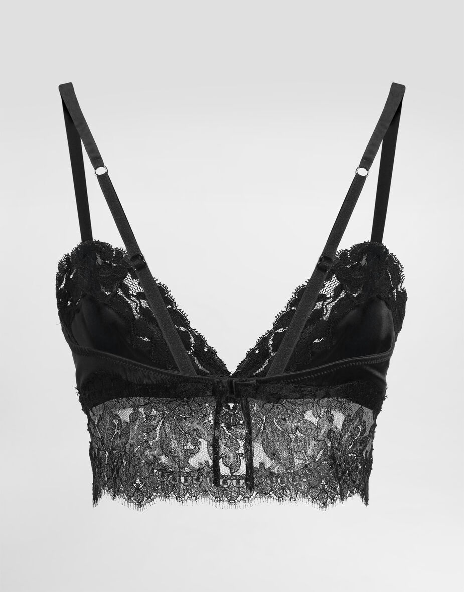 Top estilo bralette de raso y encaje en Negro de Mujer | Dolce&Gabbana®