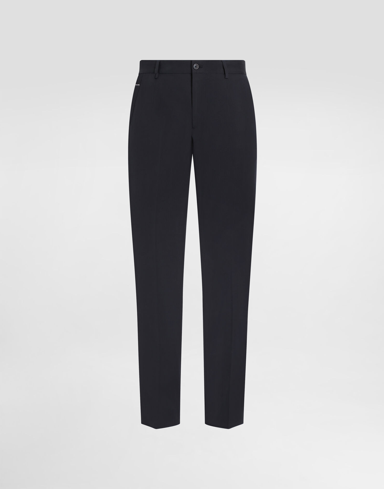 Stretch cotton pants with branded tag in Blue for Men | Dolce&Gabbana® US