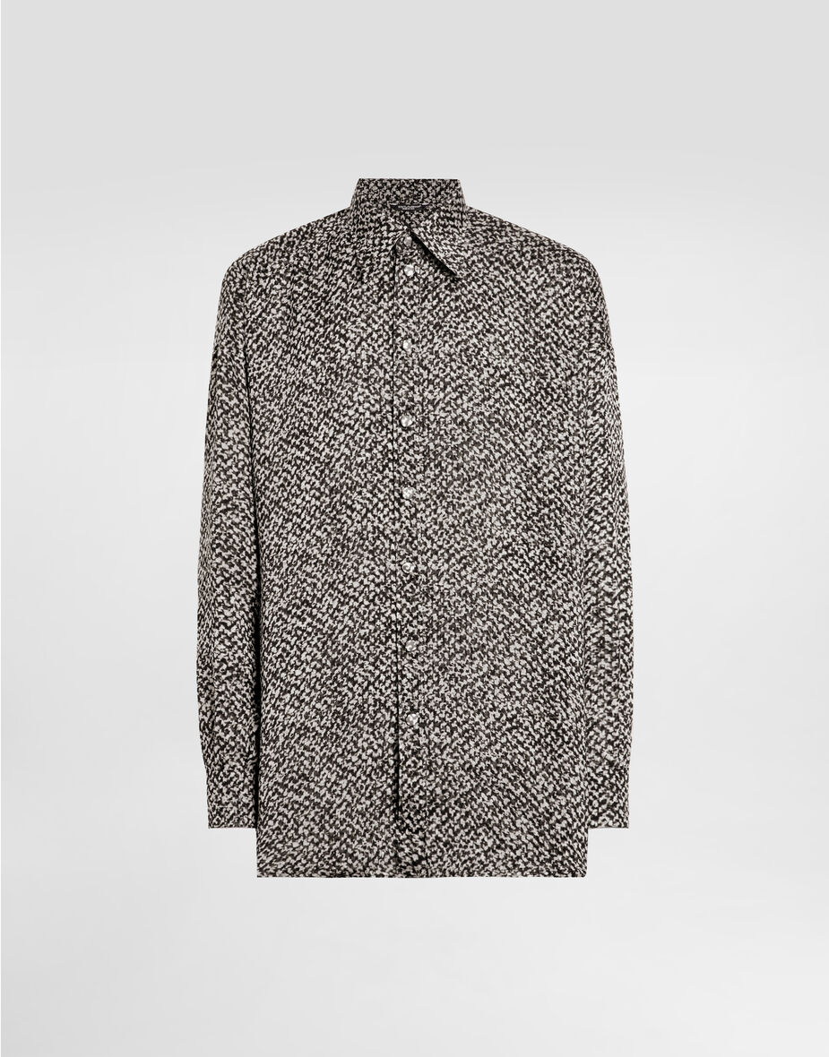Chiffon shirt with bouclé print in Multicolor for Men | Dolce&Gabbana® US