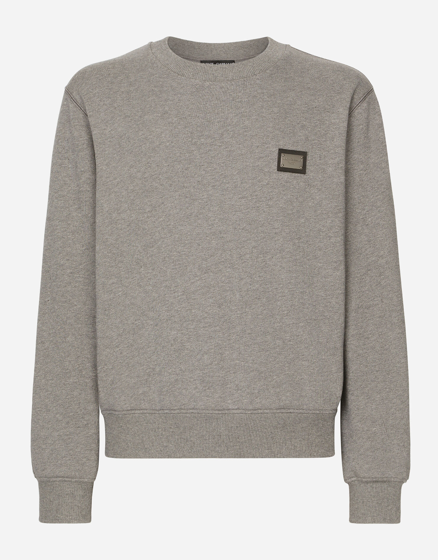 Jersey sweatshirt with branded tag in Grey for Men | Dolce&Gabbana® US