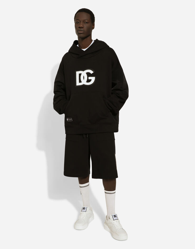 Jogging shorts with DG logo in Black for Men | Dolce&Gabbana®