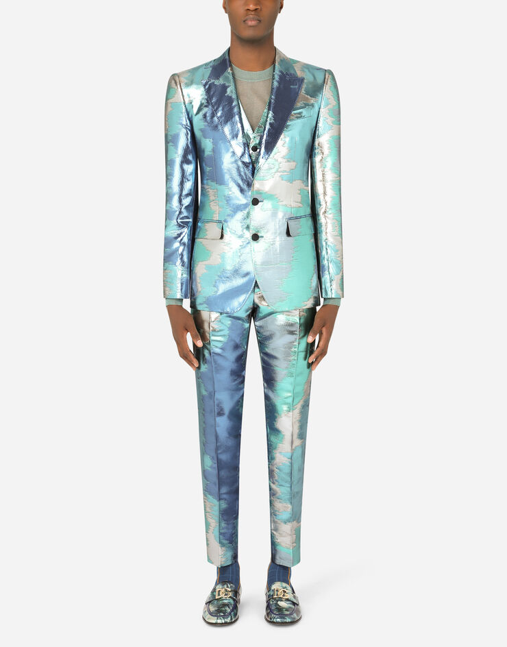 Three-piece Sicilia-fit suit in lamé jacquard in Multicolor for Men ...