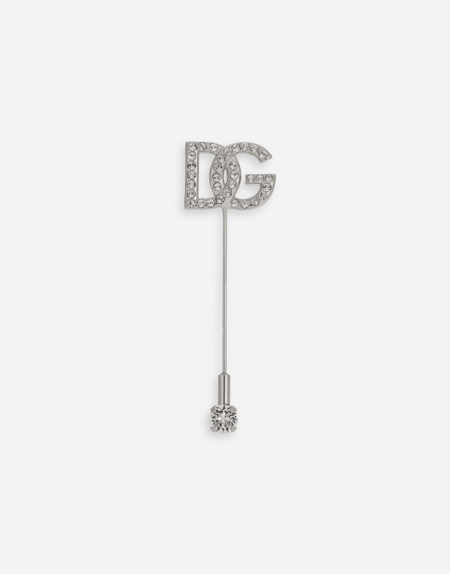 Lapel pin with DG logo and rhinestones in Silver for Men | Dolce ...
