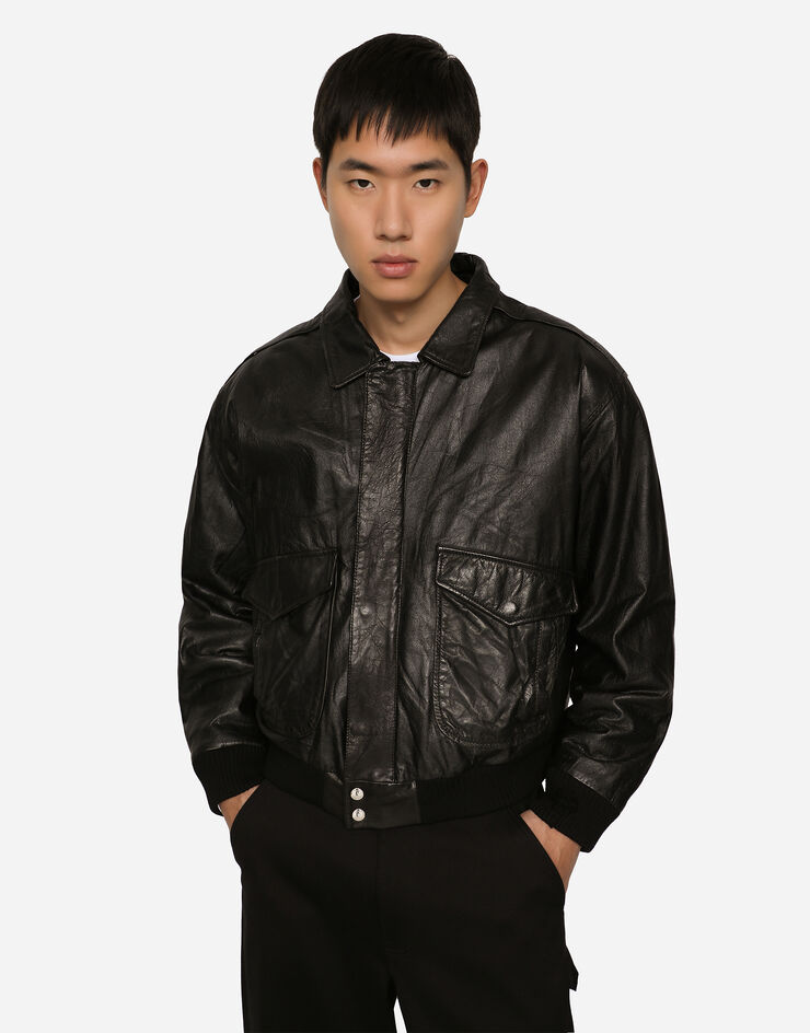 Vintage leather jacket with branded tag in Multicolor for Men | Dolce ...