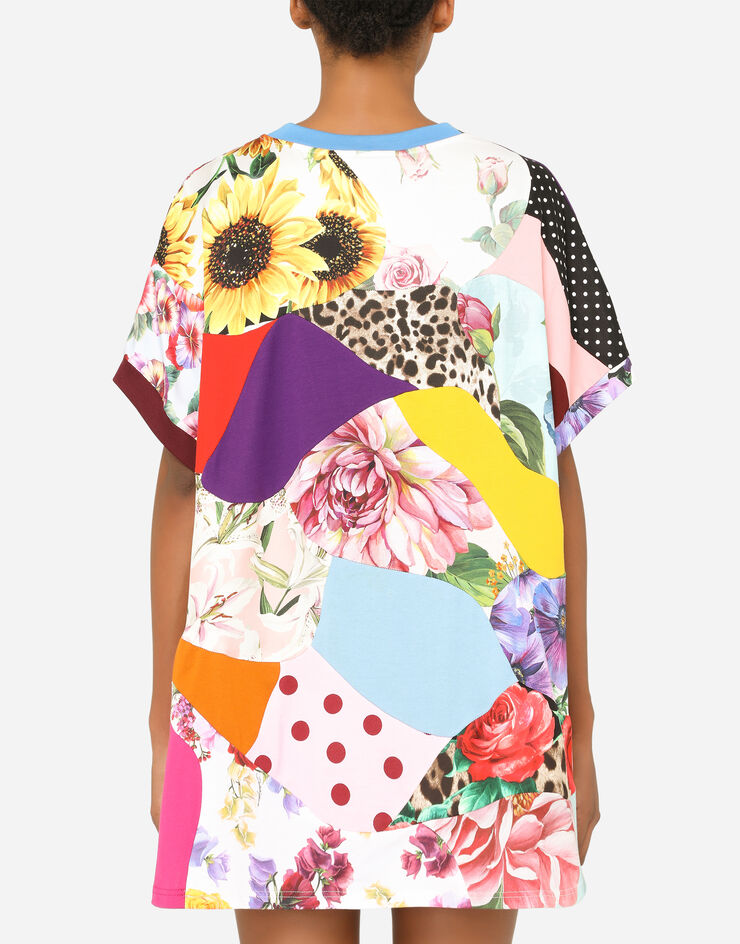 Patchwork-print jersey t-shirt