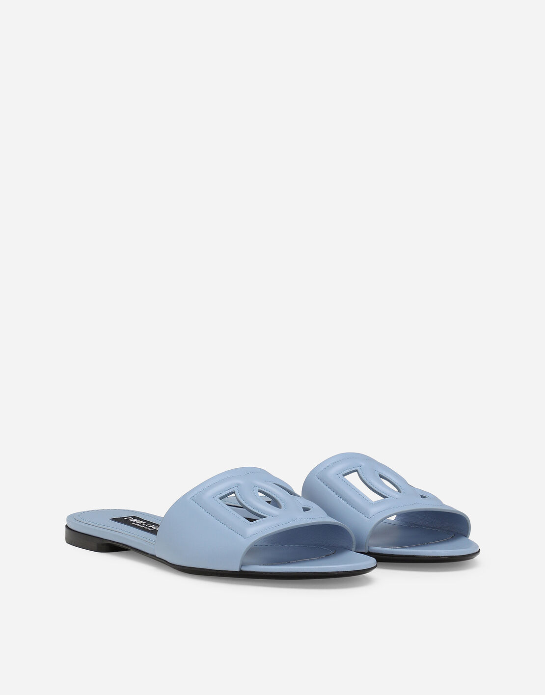 Calfskin sliders in Light Blue for Women | Dolce&Gabbana® US