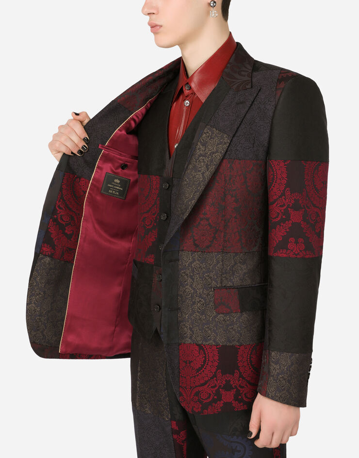 Jacquard patchwork Sicilia-fit suit in Multicolor for Men | Dolce ...