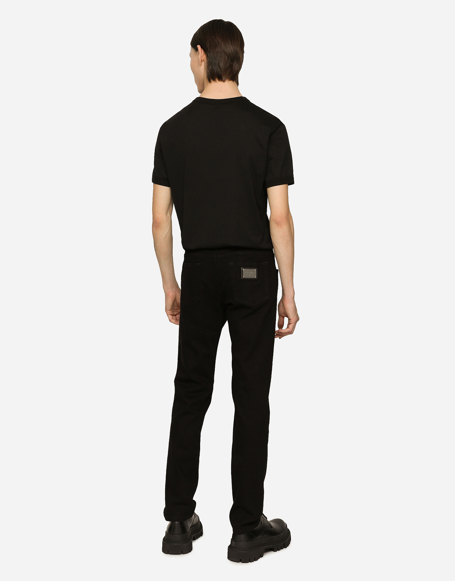Black Wash Slim Fit Stretch Jeans In Multicolor For Dolceandgabbana® Us