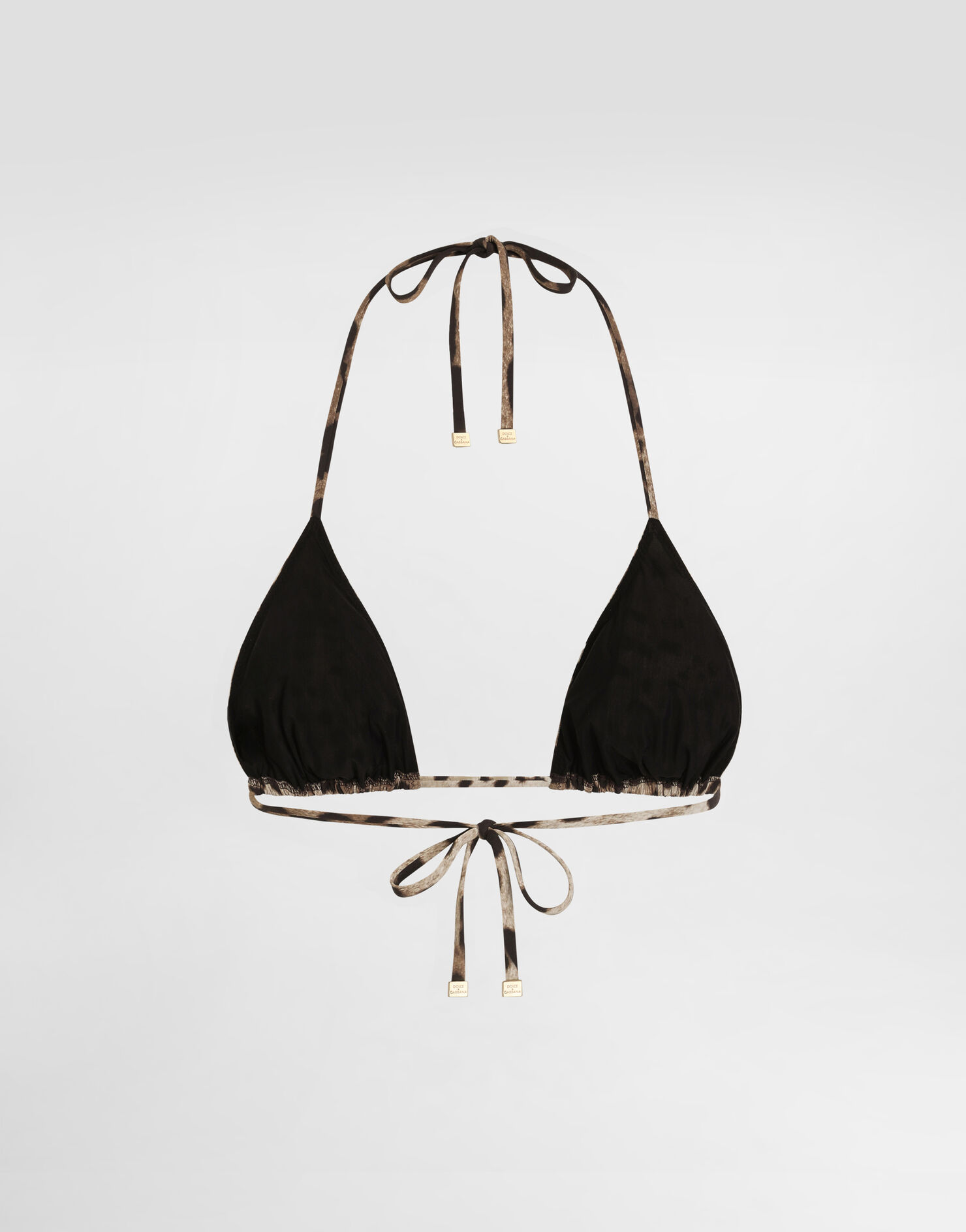 Leopard-print triangle bikini top in ANIMAL PRINT for Women | Dolce ...