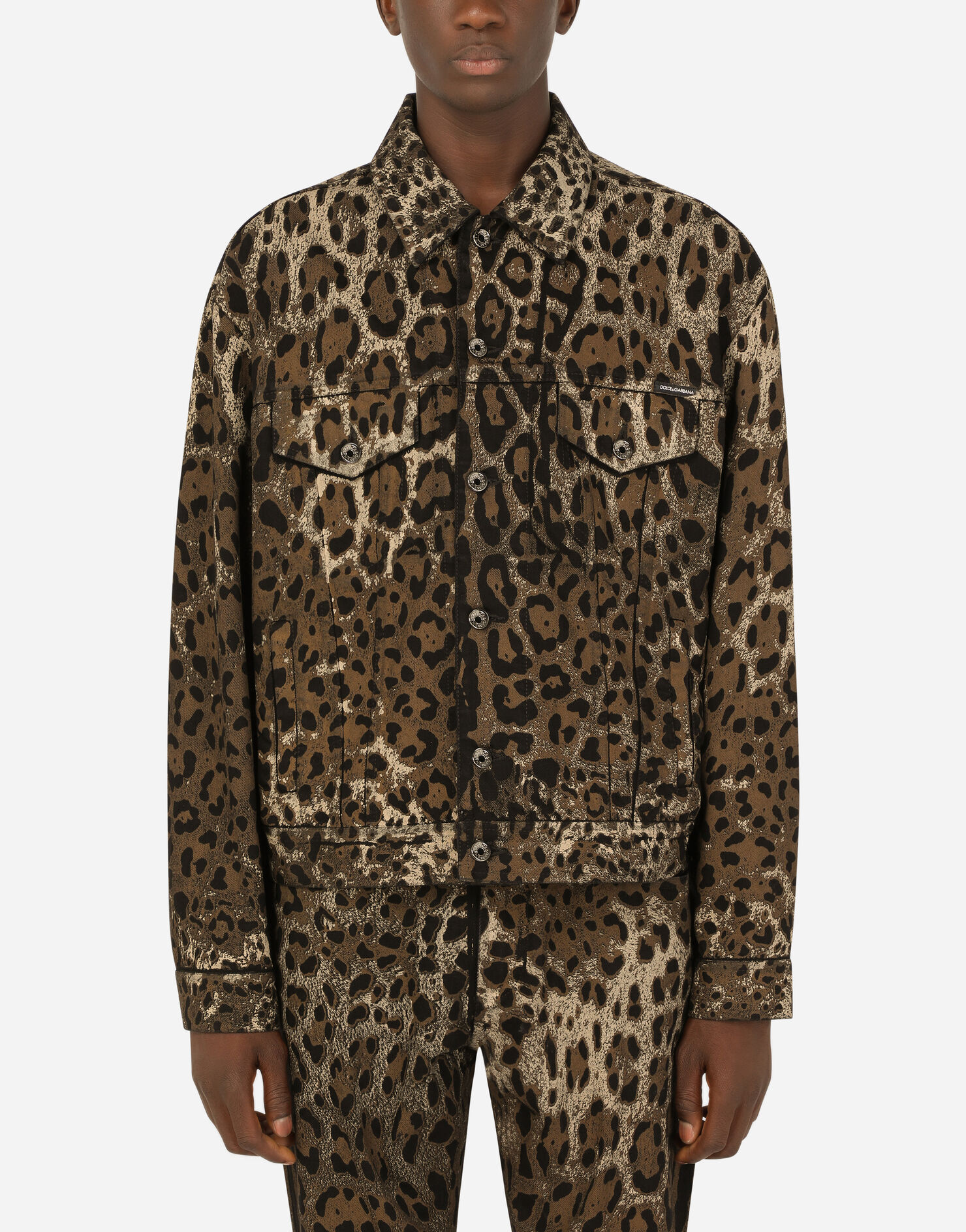 Leopard-print denim jacket in Multicolor for Men | Dolce&Gabbana® US