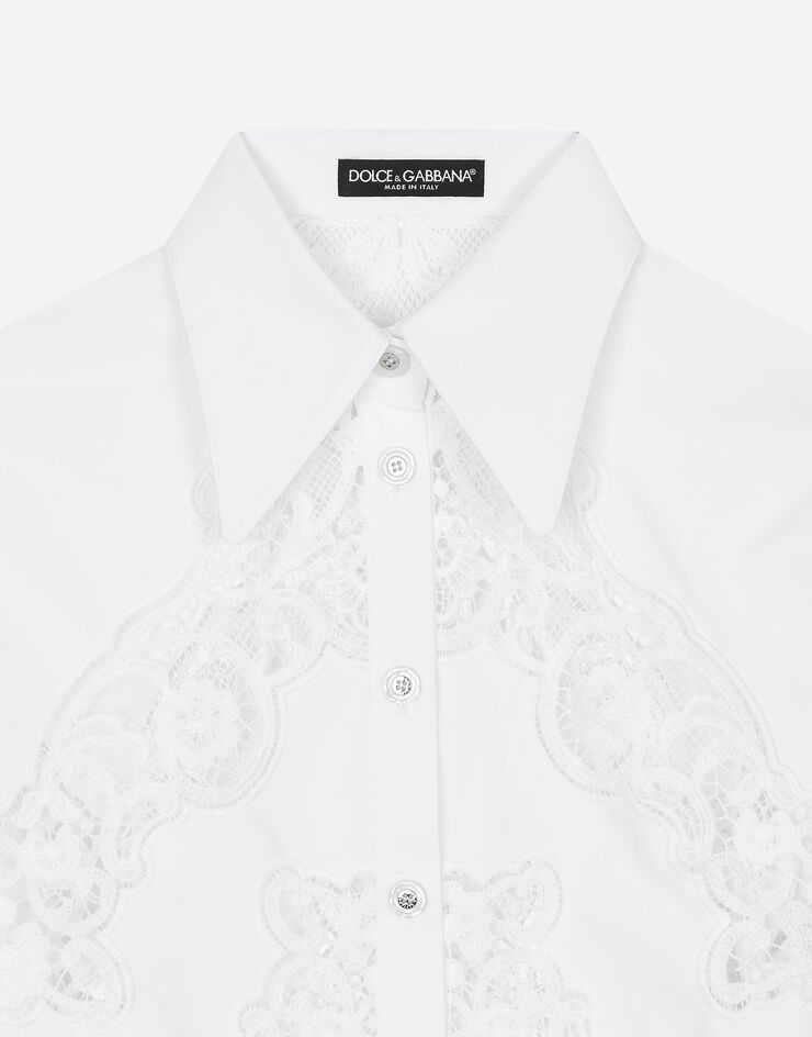 Cotton shirt with floral openwork embroidery in White for Women | Dolce ...