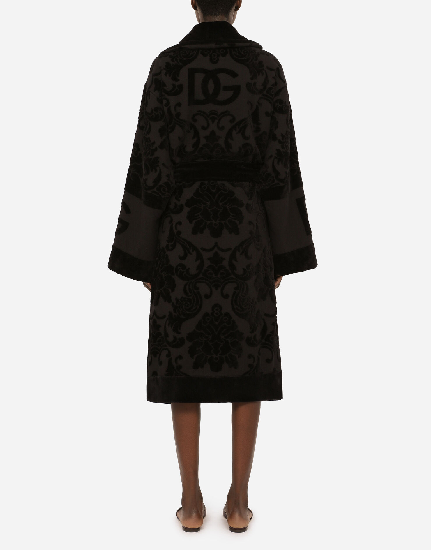 Bath Robe in Terry Cotton Jacquard in Multicolor | Dolce&Gabbana® US