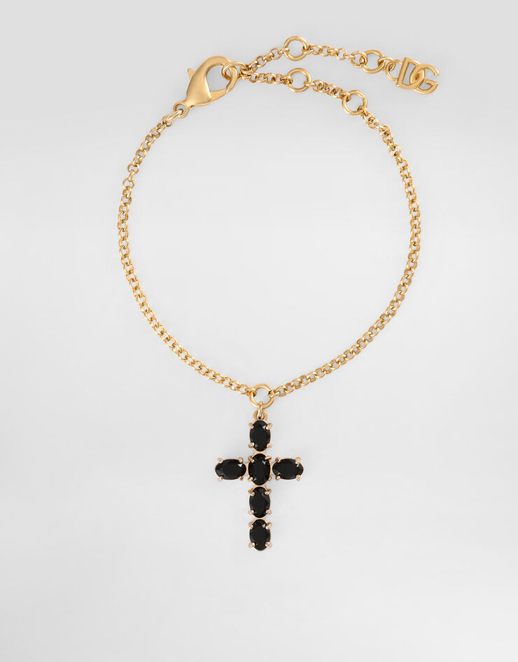 Fin bracelet chaîne avec breloque croix en Doré pour femme | Dolce&Gabbana®