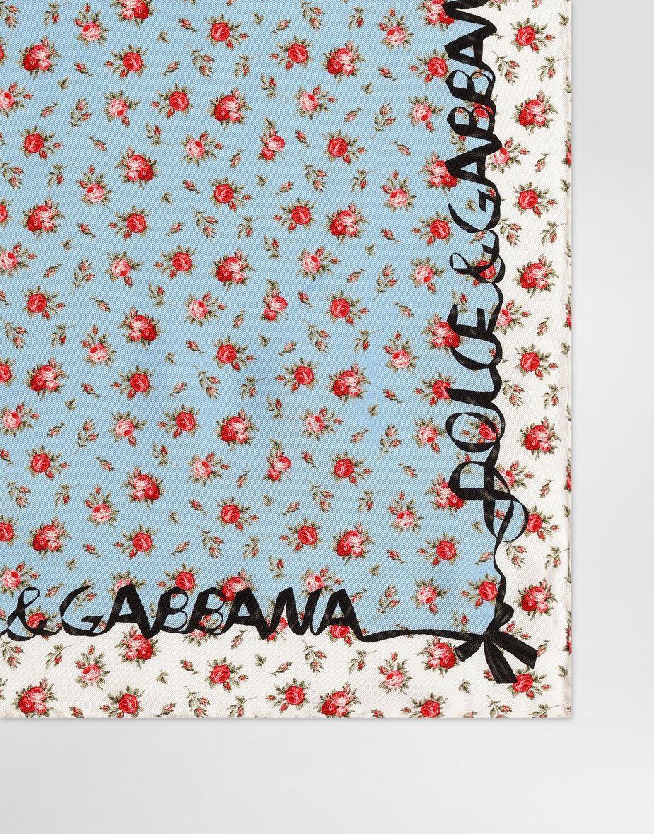 Small rose-print silk twill scarf 50x50 in Multicolor for Women | Dolce ...
