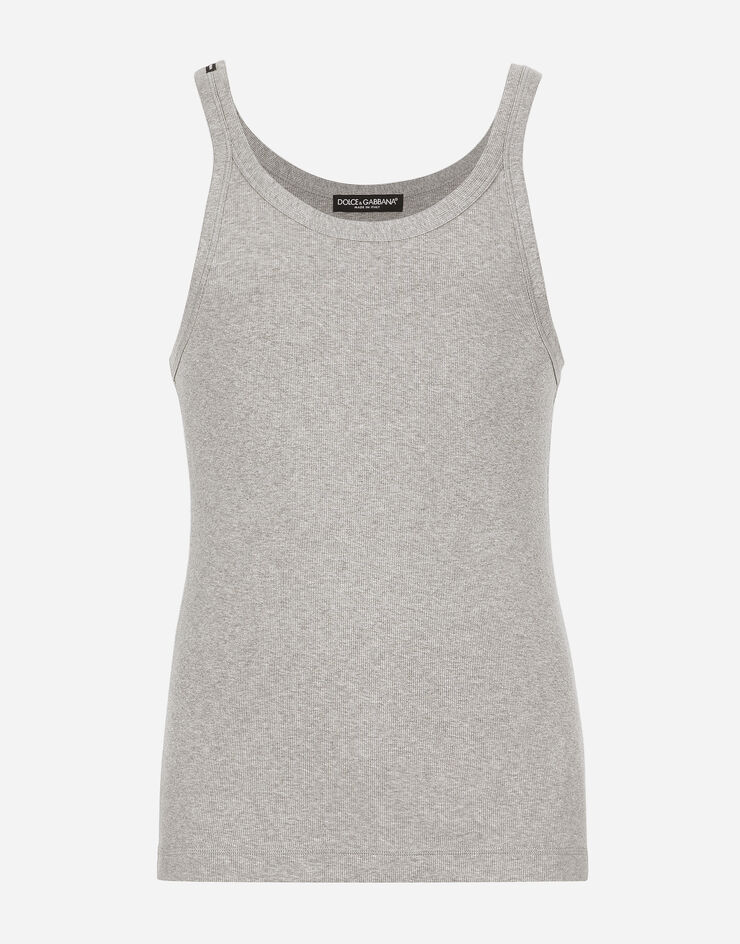 Slim-fit fine-rib singlet in Grey for Men | Dolce&Gabbana®