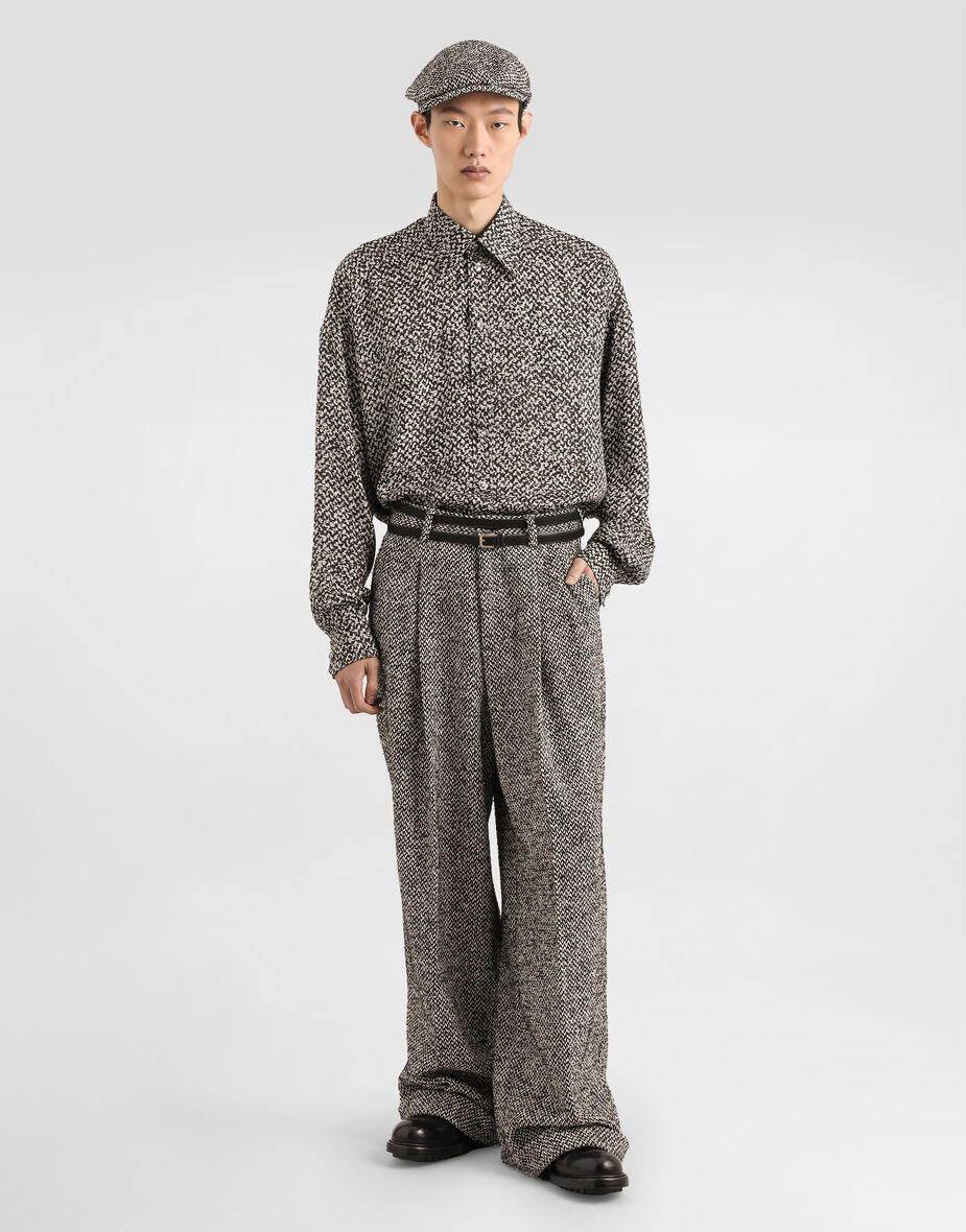 Chiffon shirt with bouclé print in Multicolor for Men | Dolce&Gabbana® US