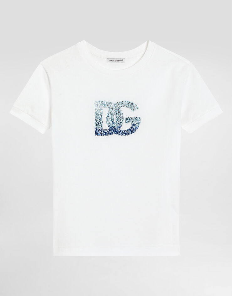Jersey T-shirt with DG logo in Multicolor for Girls | Dolce&Gabbana®