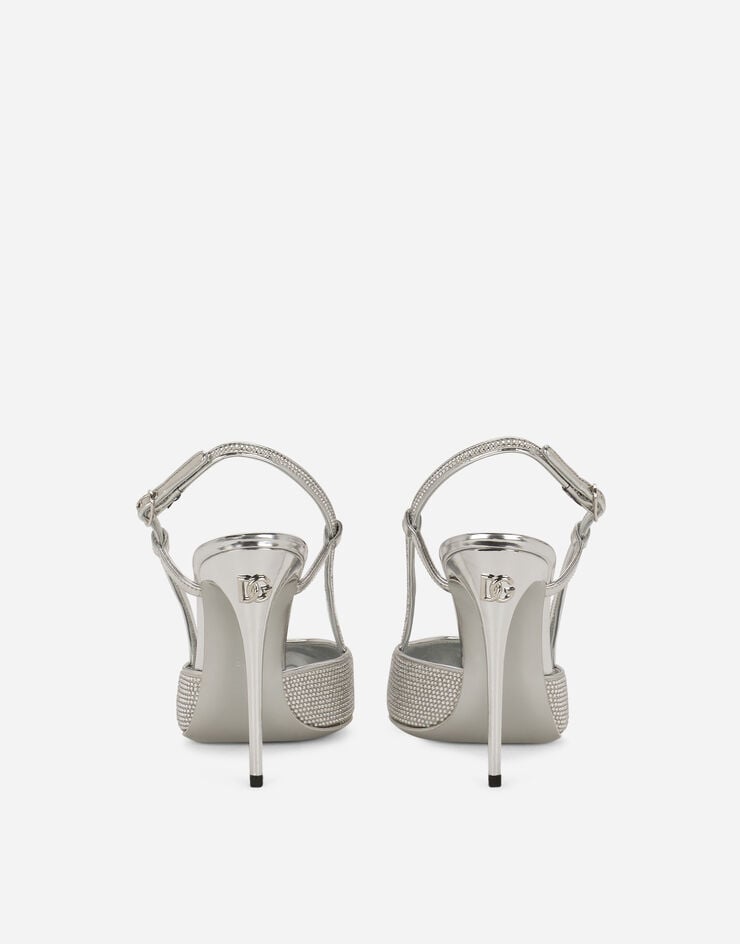 Kim Dolceandgabbana Satin Slingbacks With Fusible Rhinestones In Grey For
