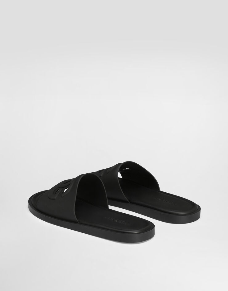 Rubber beachwear sliders in Black for Men | Dolce&Gabbana® US