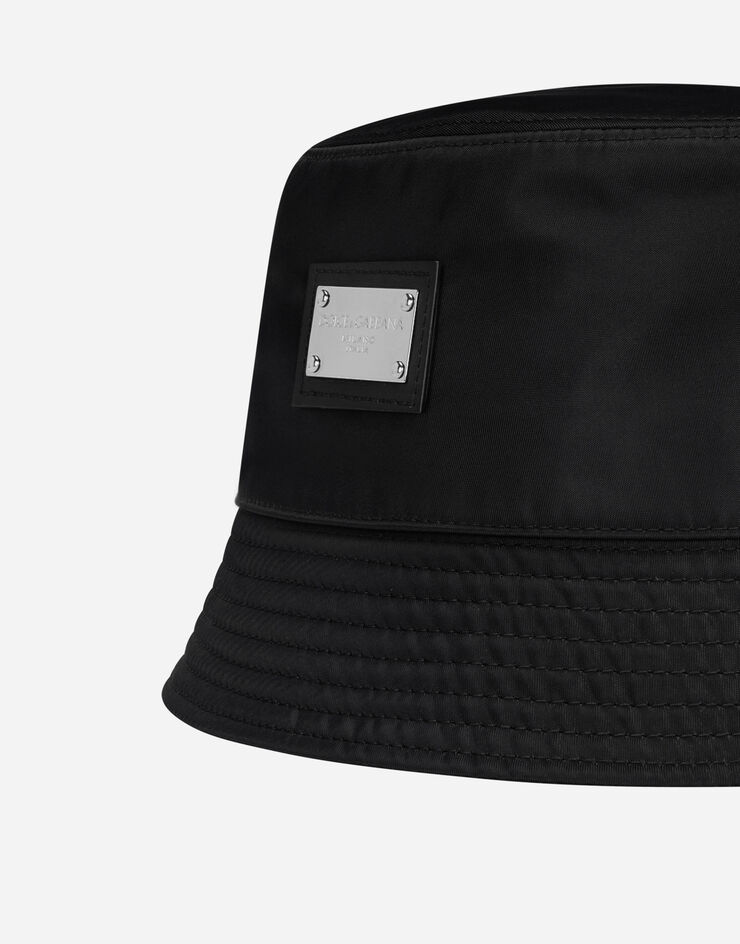 Nylon bucket hat with branded plate in Black for Men | Dolce&Gabbana® US