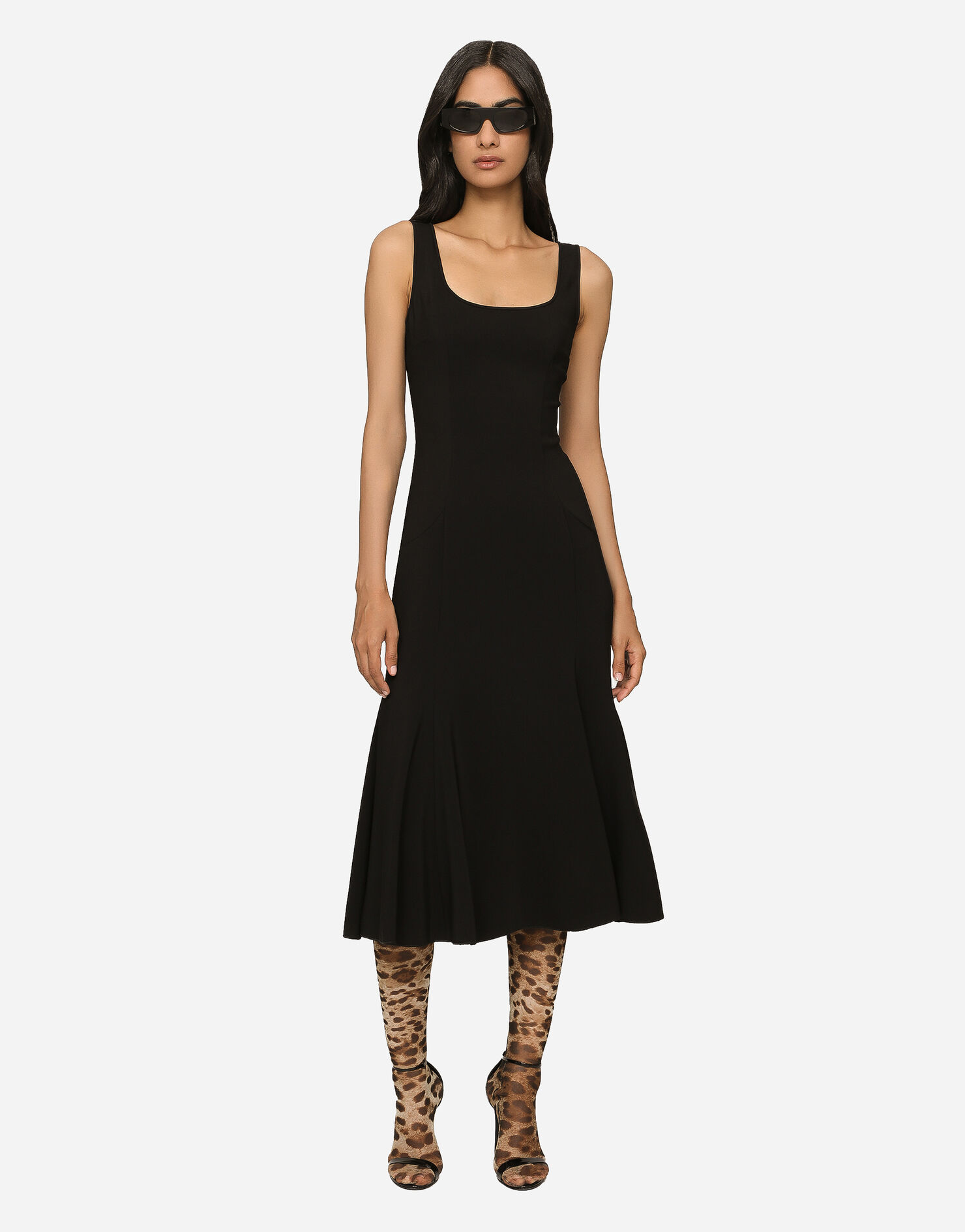 Calf-length cady dress in Black for Women | Dolce&Gabbana® US
