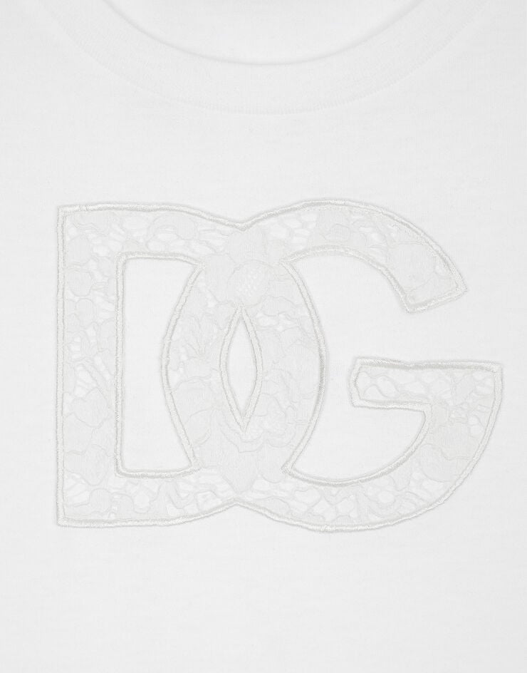 Jersey T Shirt With Dg Logo Patch In White For Women Dolceandgabbana® Us