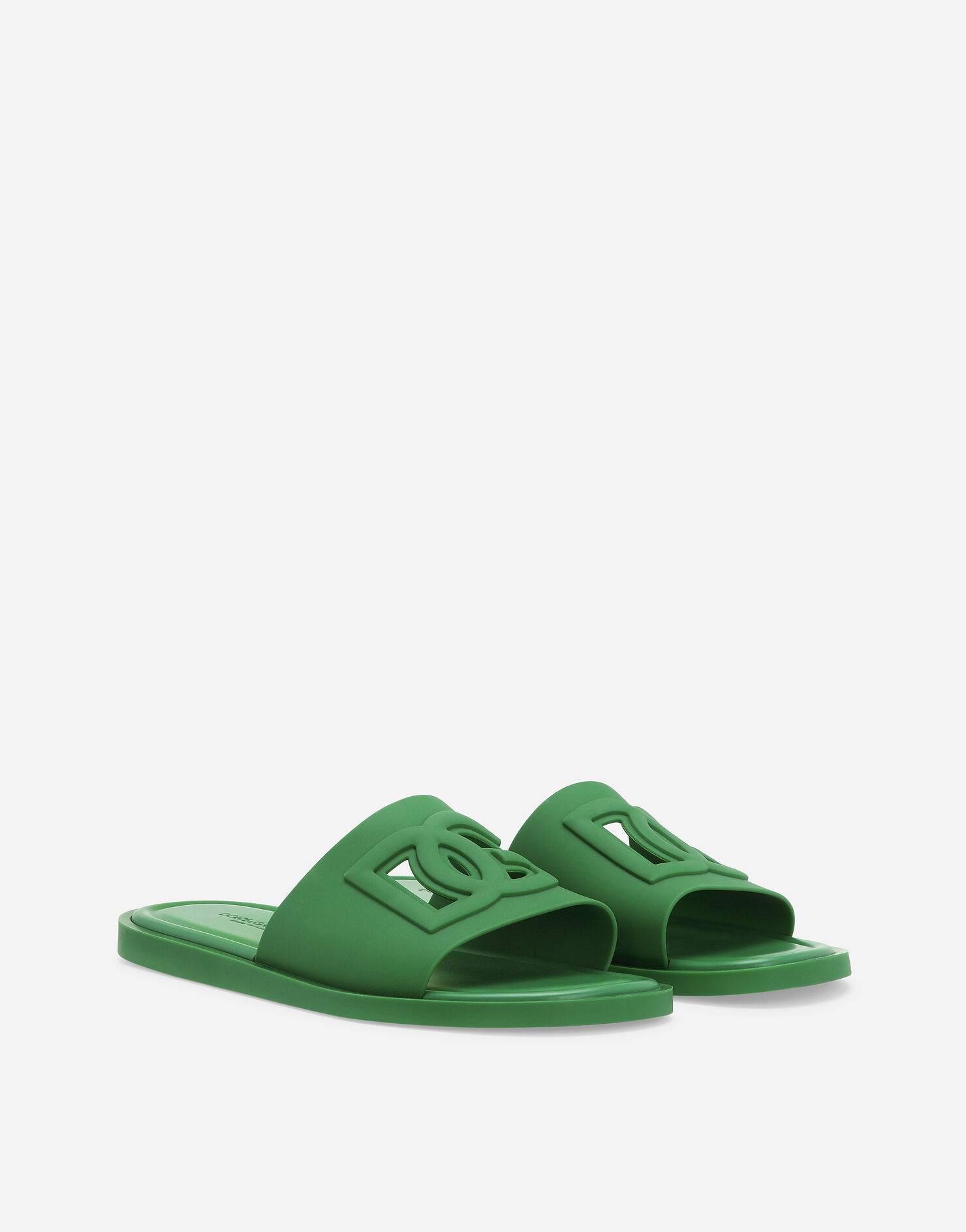 Rubber beachwear sliders in Green for Men | Dolce&Gabbana® US