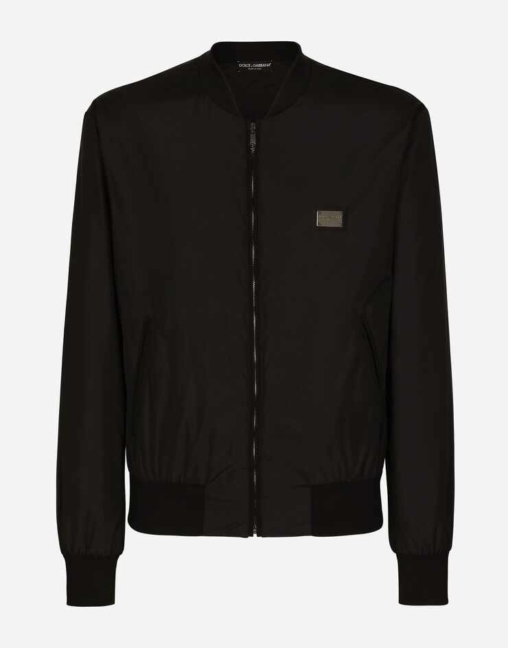 Nylon jacket with branded tag in Black for Men | Dolce&Gabbana® US